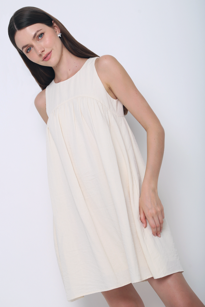 Anya Basic Sleeveless Dress Ecru – Hollyhoque