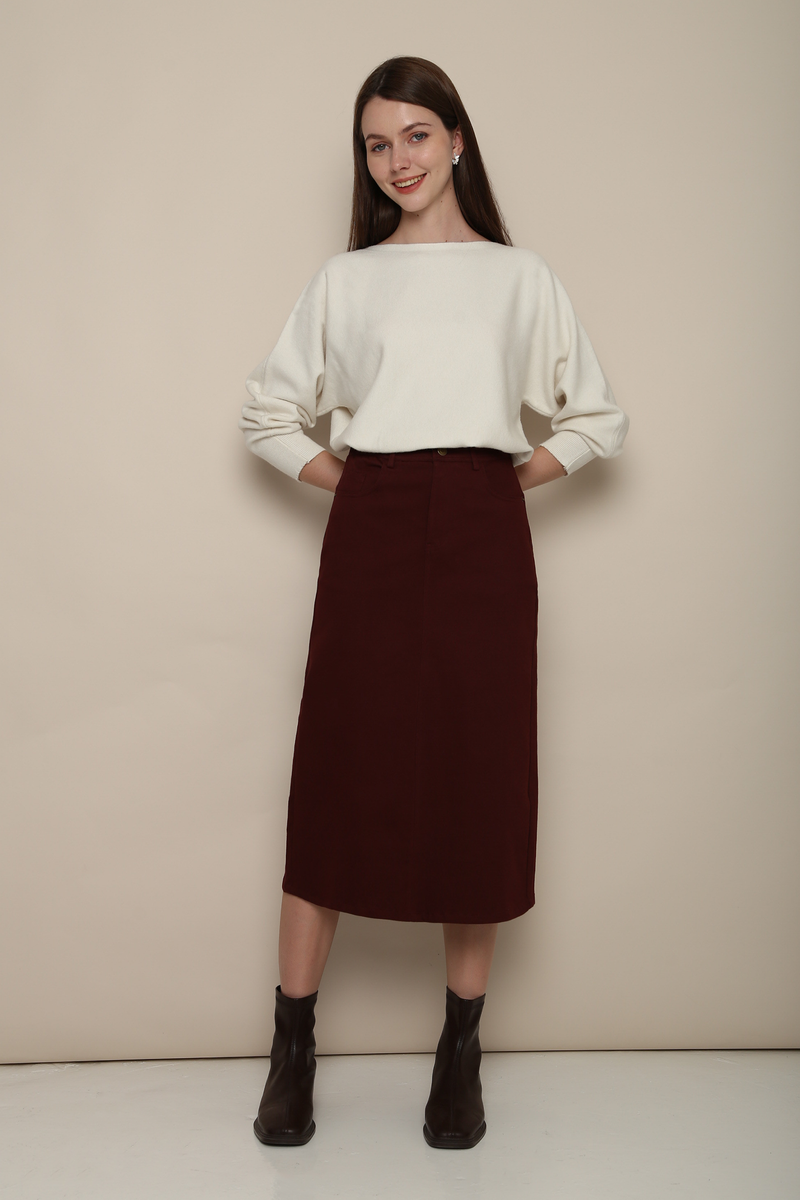Mirae Column Skirt Burgundy – Hollyhoque