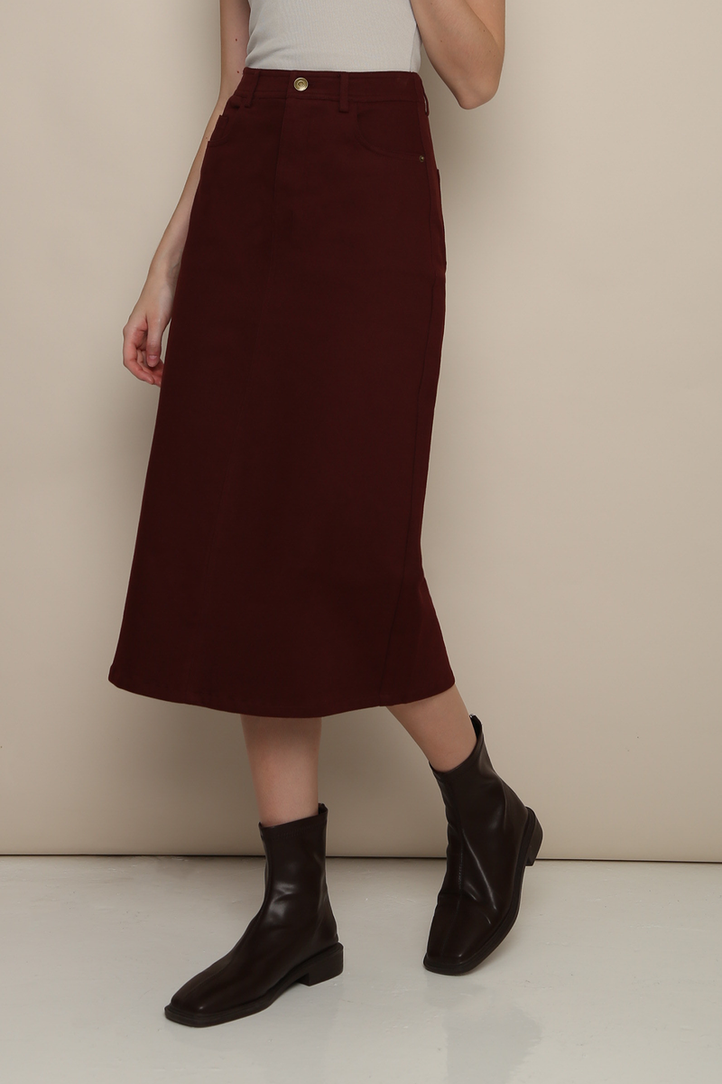 Mirae Column Skirt Burgundy – Hollyhoque