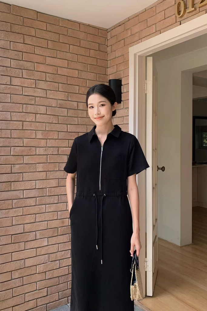 Fast Lane Utility Midi Dress Black – Hollyhoque