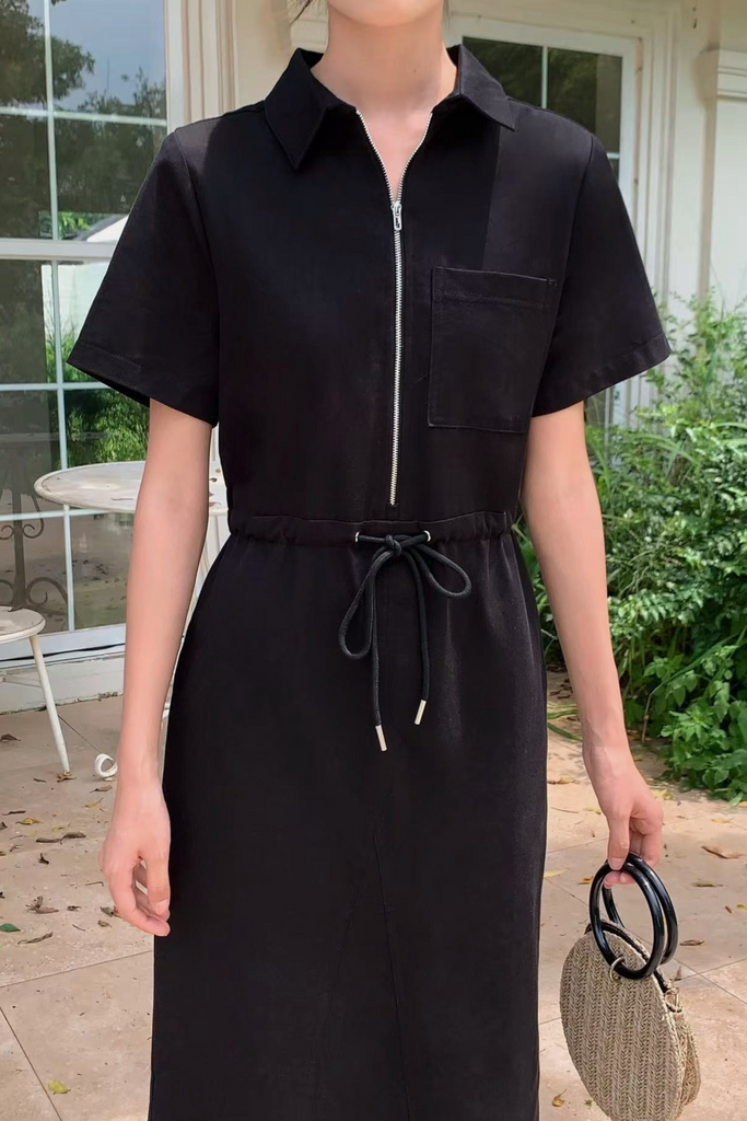 Fast Lane Utility Midi Dress Black – Hollyhoque